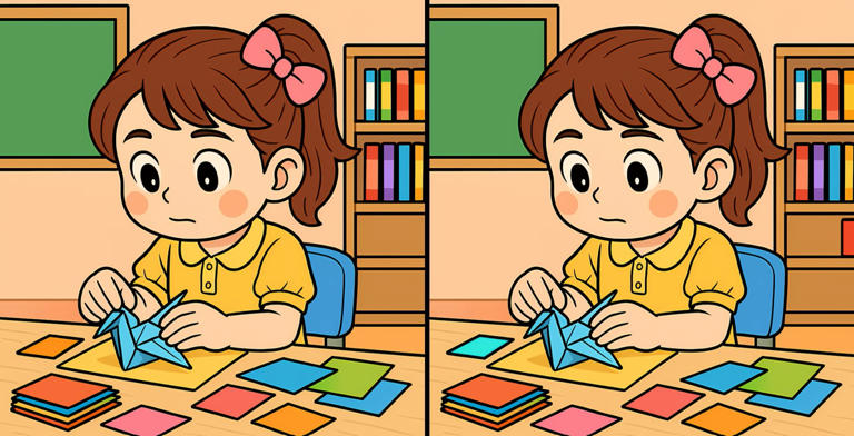 Spot the 3 differences in girl making paper birds beat the 19-second ...