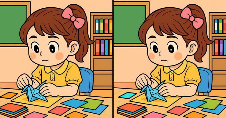 Spot the 3 differences in girl making paper birds beat the 19-second ...