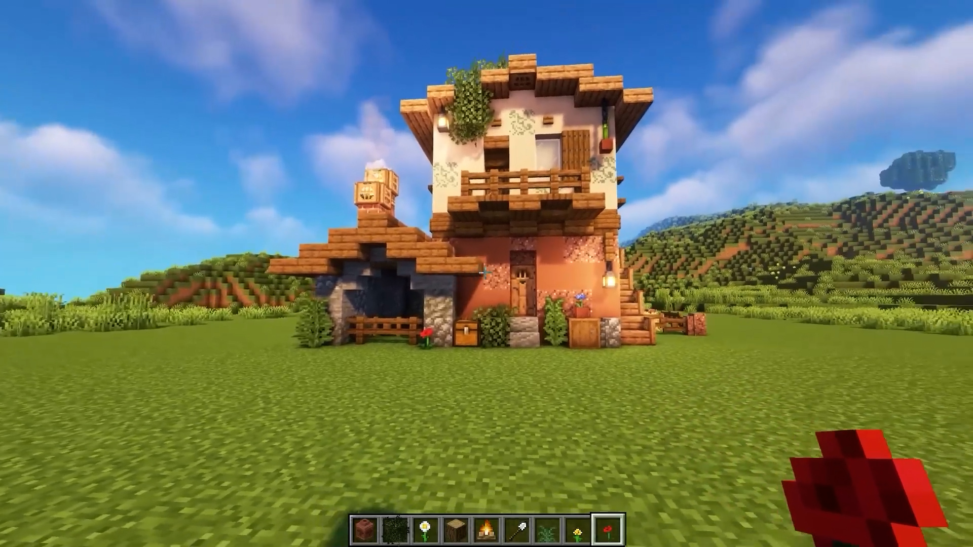 Minecraft survival base with a Mediterranean look