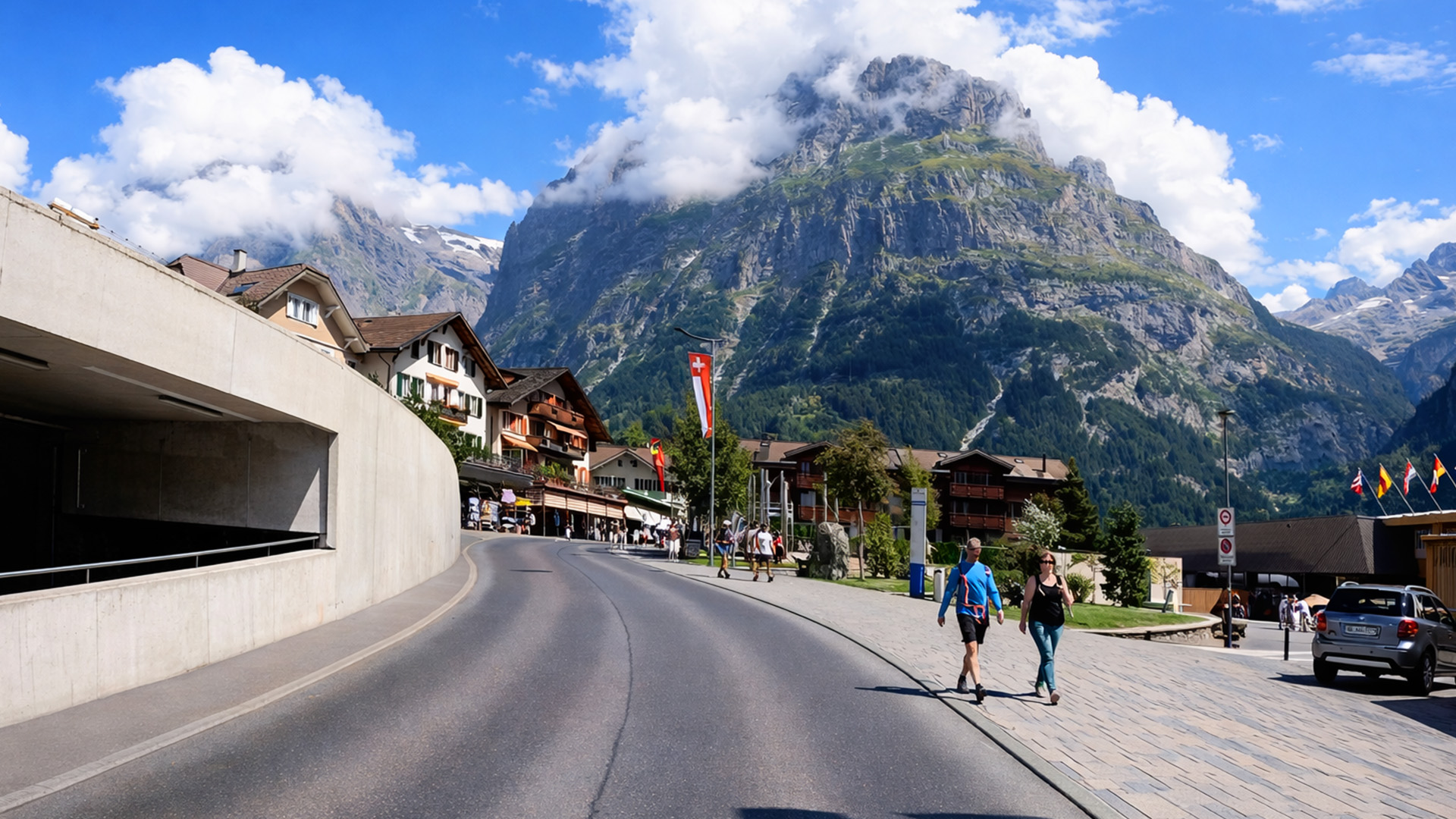Lauterbrunnen to Grindelwald mountain drive Switzerland (4K)