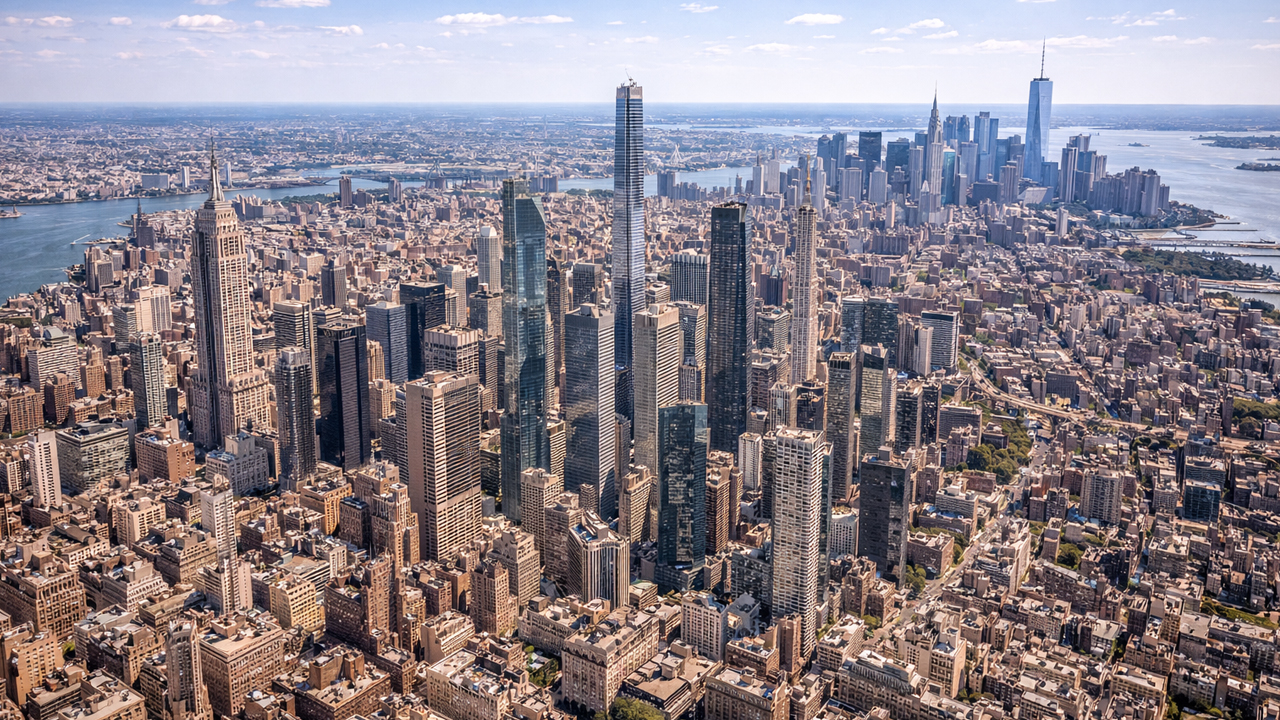 De hoogste gebouwen van New York van bovenaf