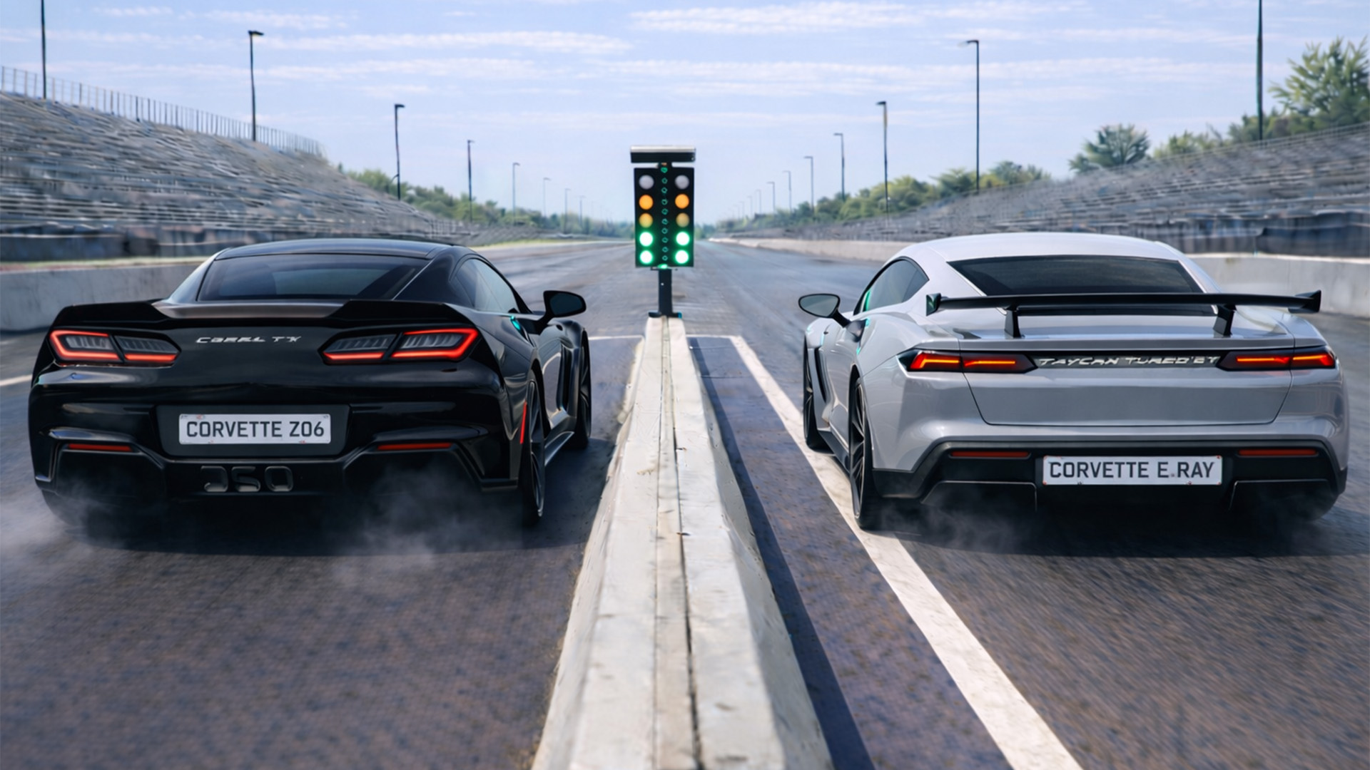 Chevrolet Corvette E-Ray vs Corvette Z06 drag race