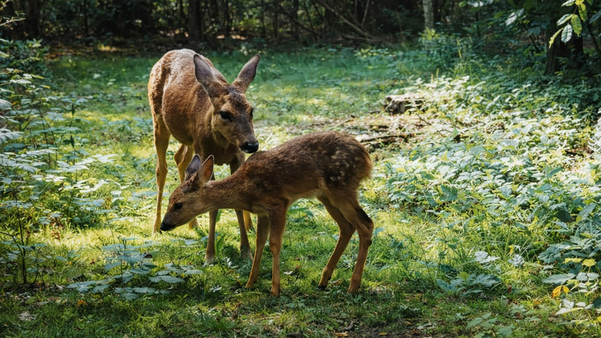 A family of deer appears on hidden forest camera