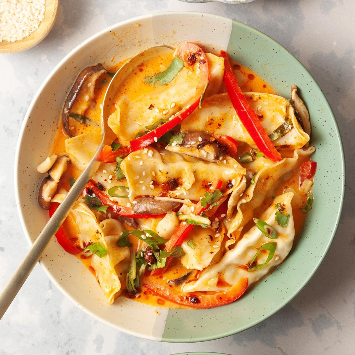 One-pan dumpling dinner