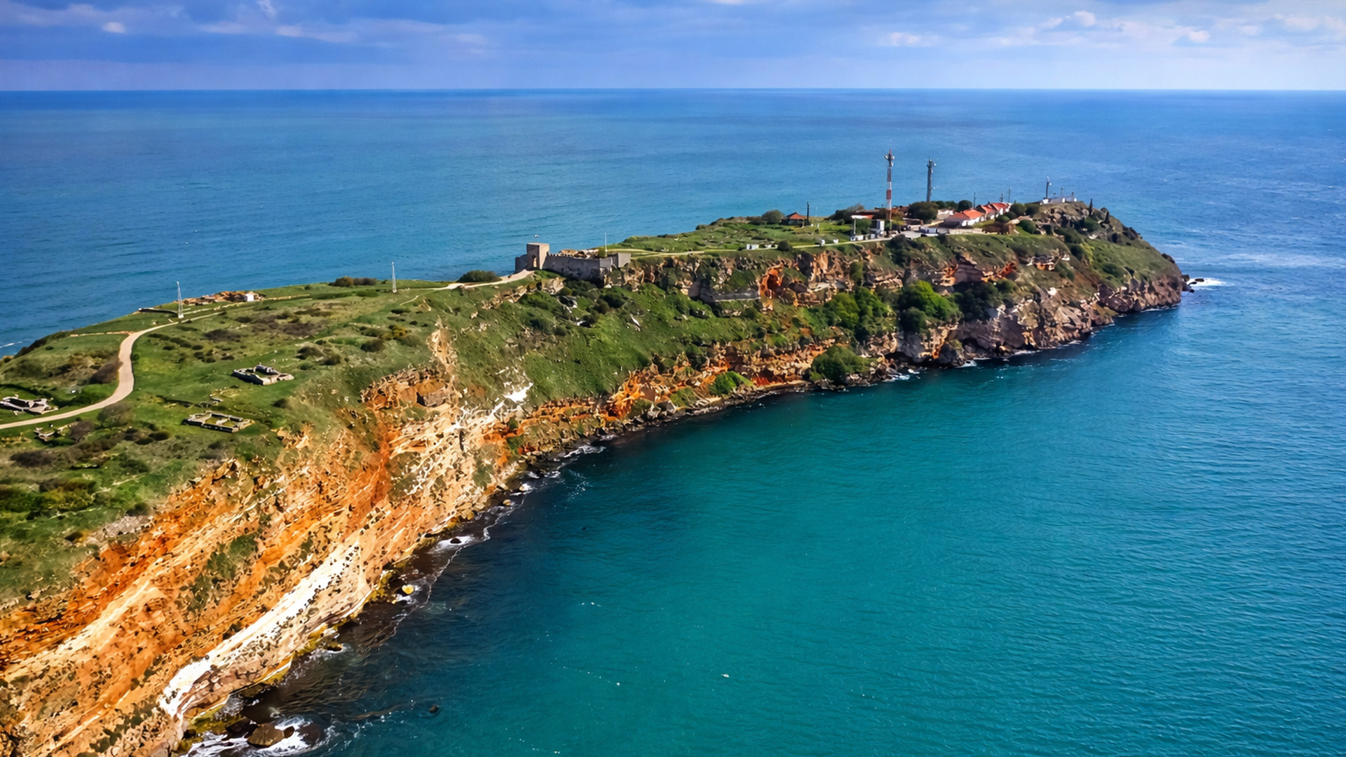 A rocky peninsula reaching into the Black Sea