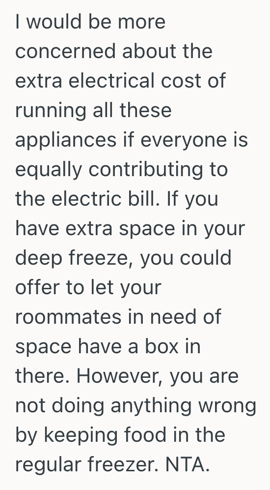 Woman buys a small freezer to keep in the living room, so her roommates ...