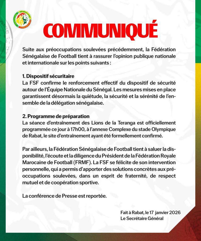 AFCON: Senegal FA raises security concerns after publicly announcing ...
