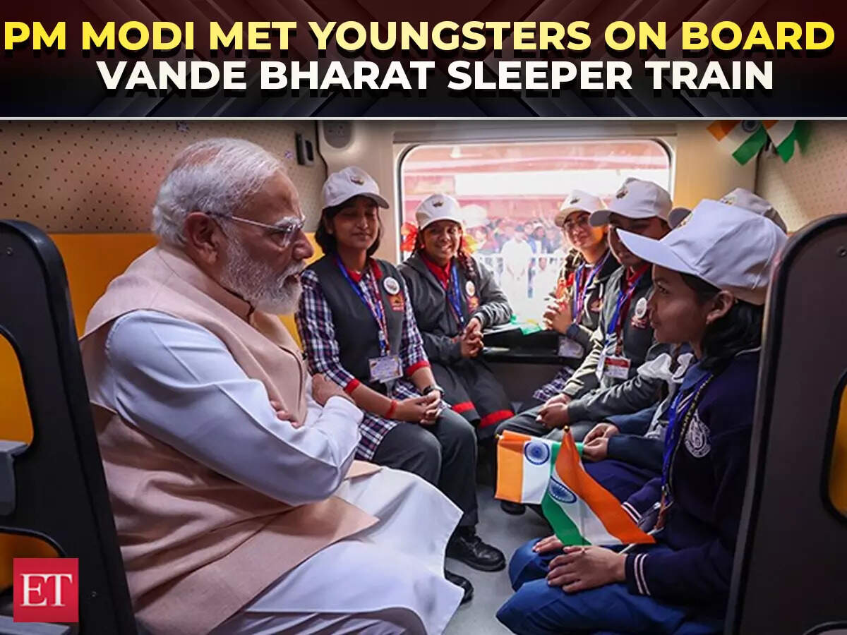 Light-hearted moment | PM Modi meets youngsters on board the Vande ...