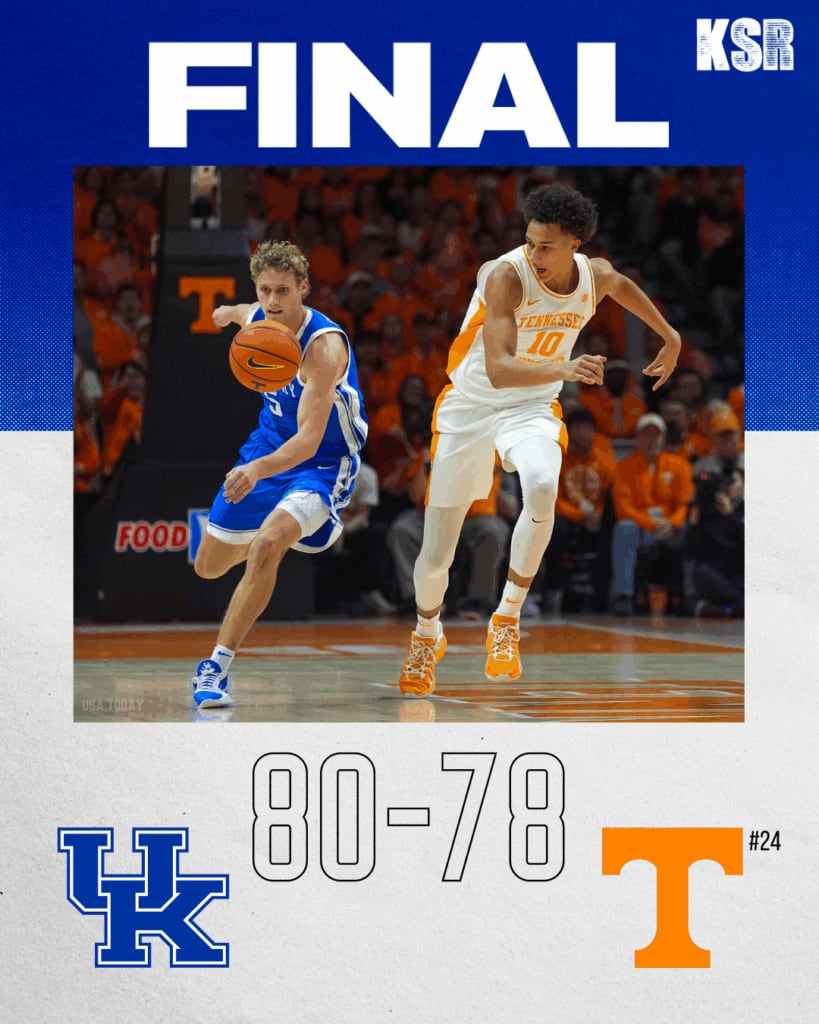 Final: Kentucky rallies again in second half to upset Tennessee at home ...