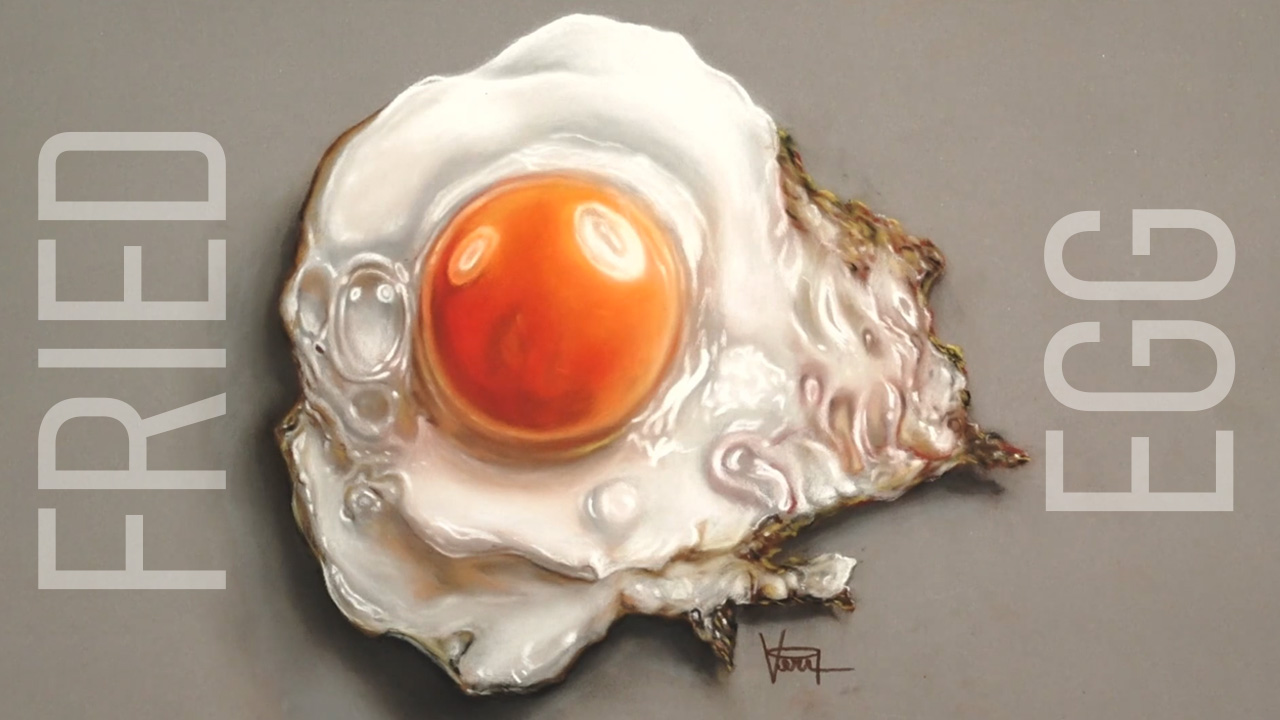 Easy fried egg realism with soft pastels smooth blending tricks