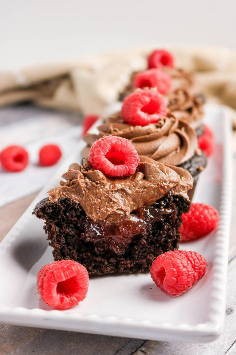 Chocolate raspberry cupcakes