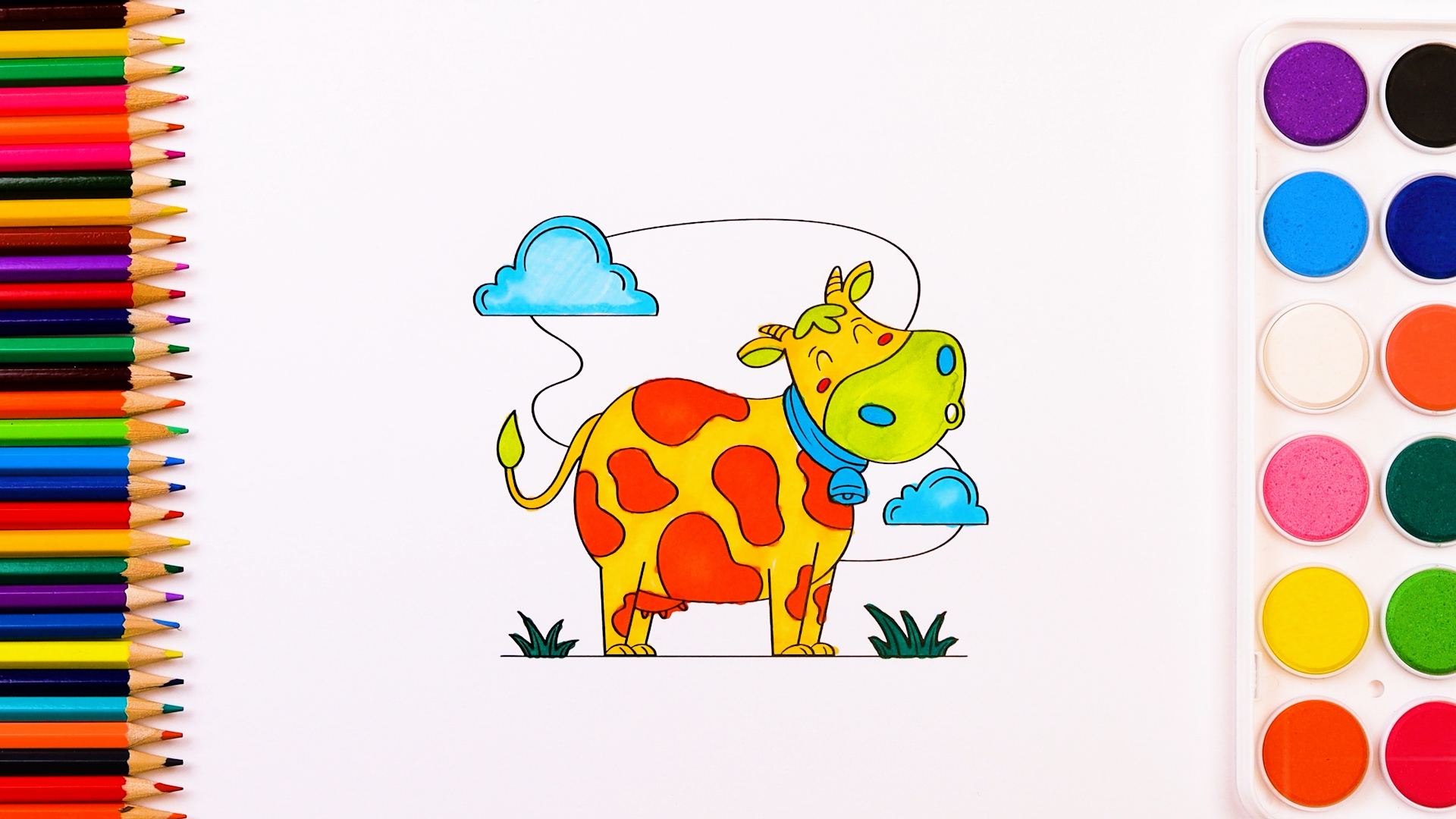 Learn colors with this cow drawing