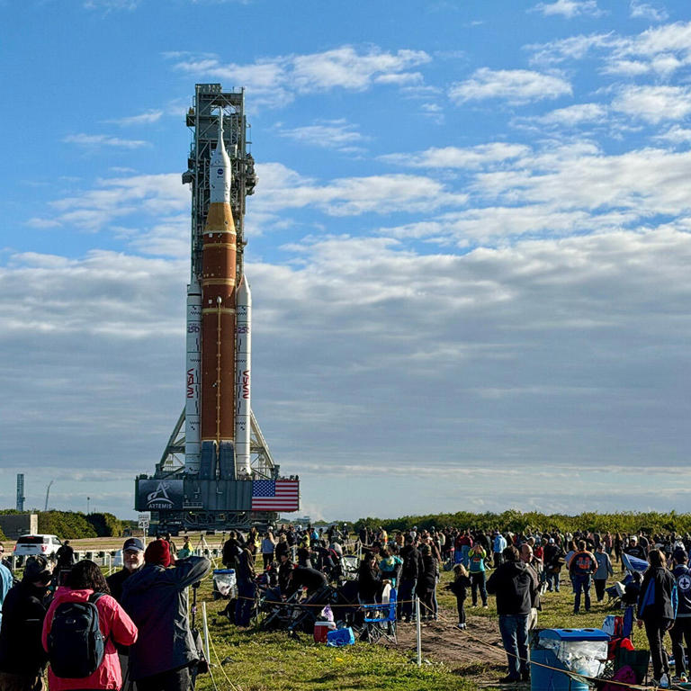 NASA hauls Artemis II moon rocket to launch pad for February flight