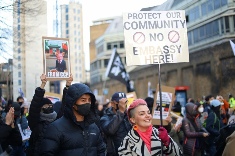 Hundreds in London protest against Beijing 'mega embassy'