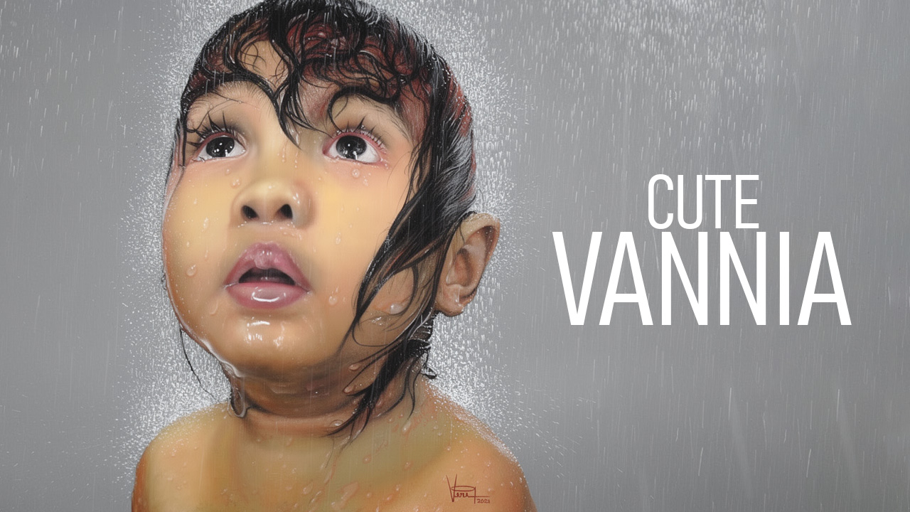 Emotional rain drawing featuring Vannia’s sweet smile