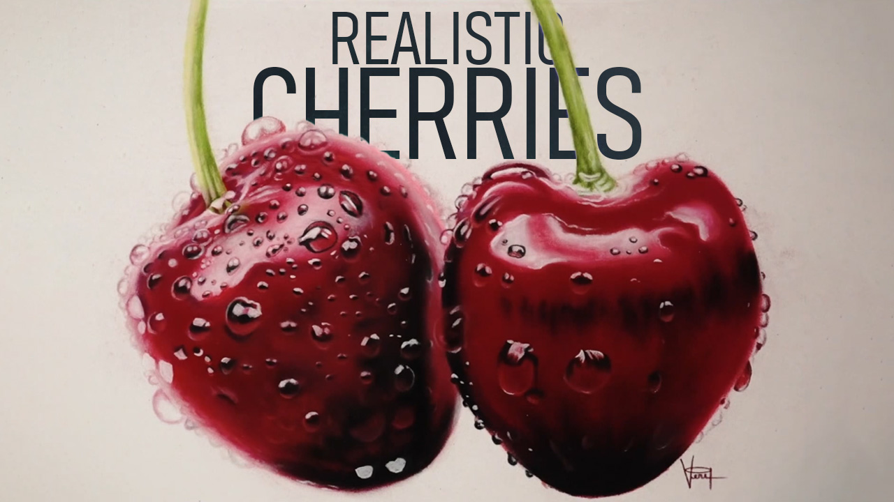 Hyper realistic cherry artwork soft pastels from sketch to glow