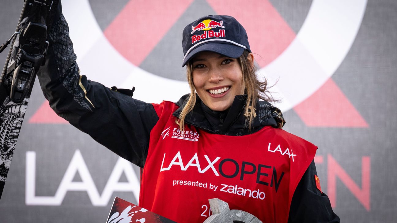 Eileen Gu retains Laax ski slopestyle title despite crash