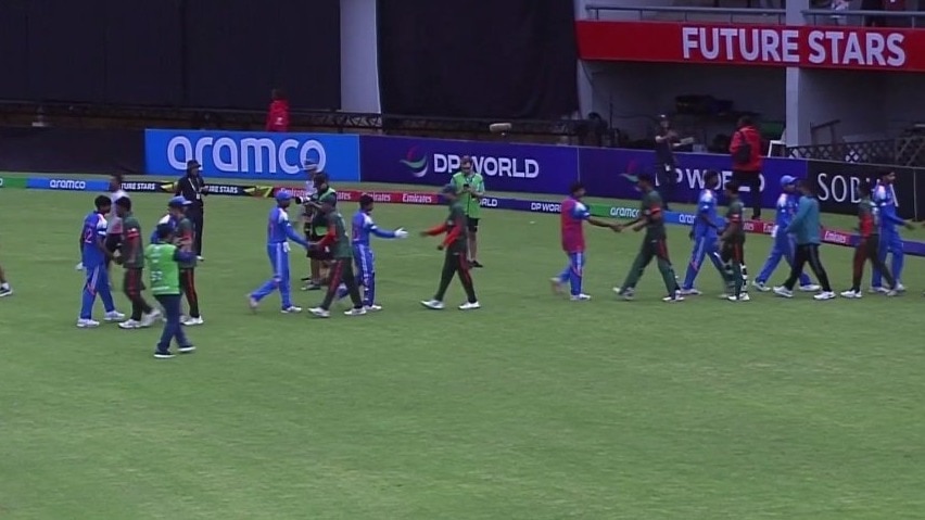 India, Bangladesh players shake hands in U19 World Cup after BCB's toss ...