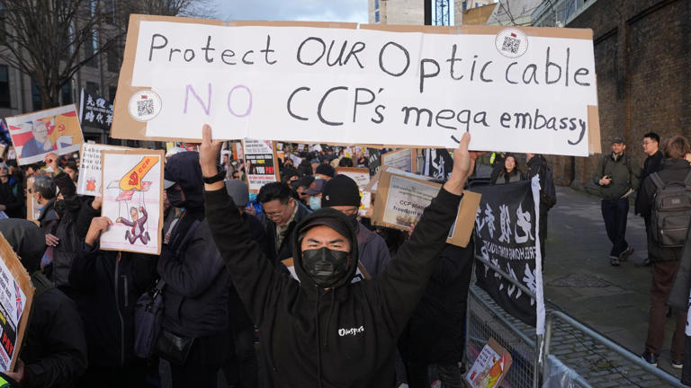 Protesters march against Chinese 'mega embassy' in London