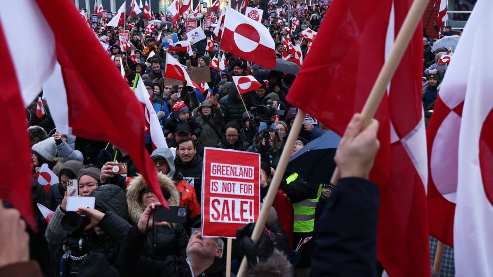 Thousands protest over Greenland threat as Trump says he is imposing ...