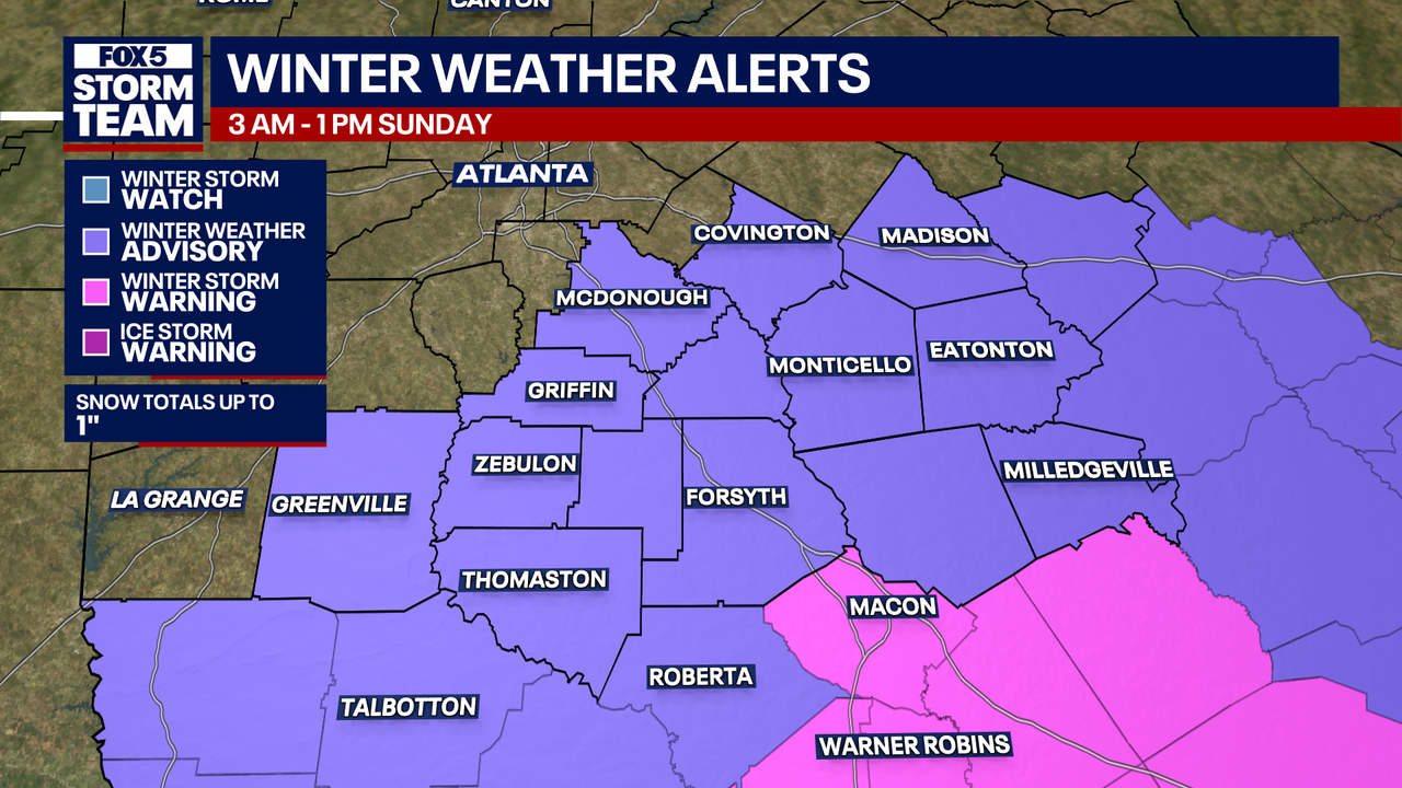 Snow in metro Atlanta: Flurries possible Sunday as system shifts north