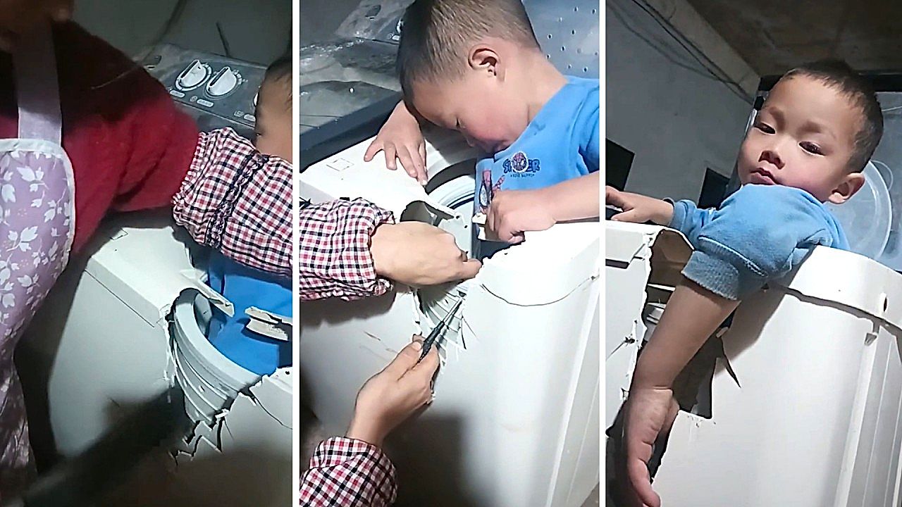 Mother smashes washing machine to save trapped toddler
