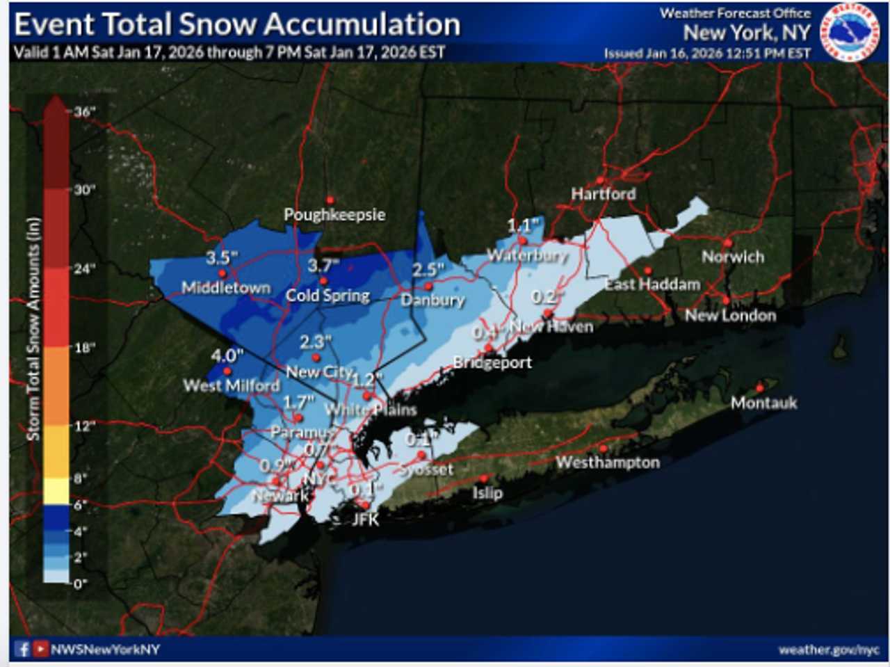 Projected snowfall totals rise as storm sweeps through region