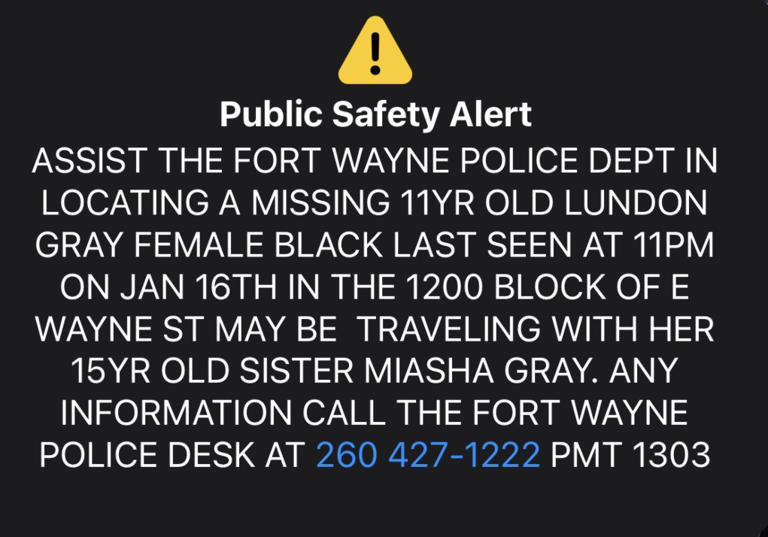 Fort Wayne Police Department searches for missing 11-year-old girl