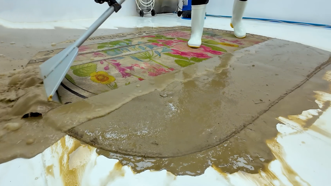 What appears beneath this thick mud layer?