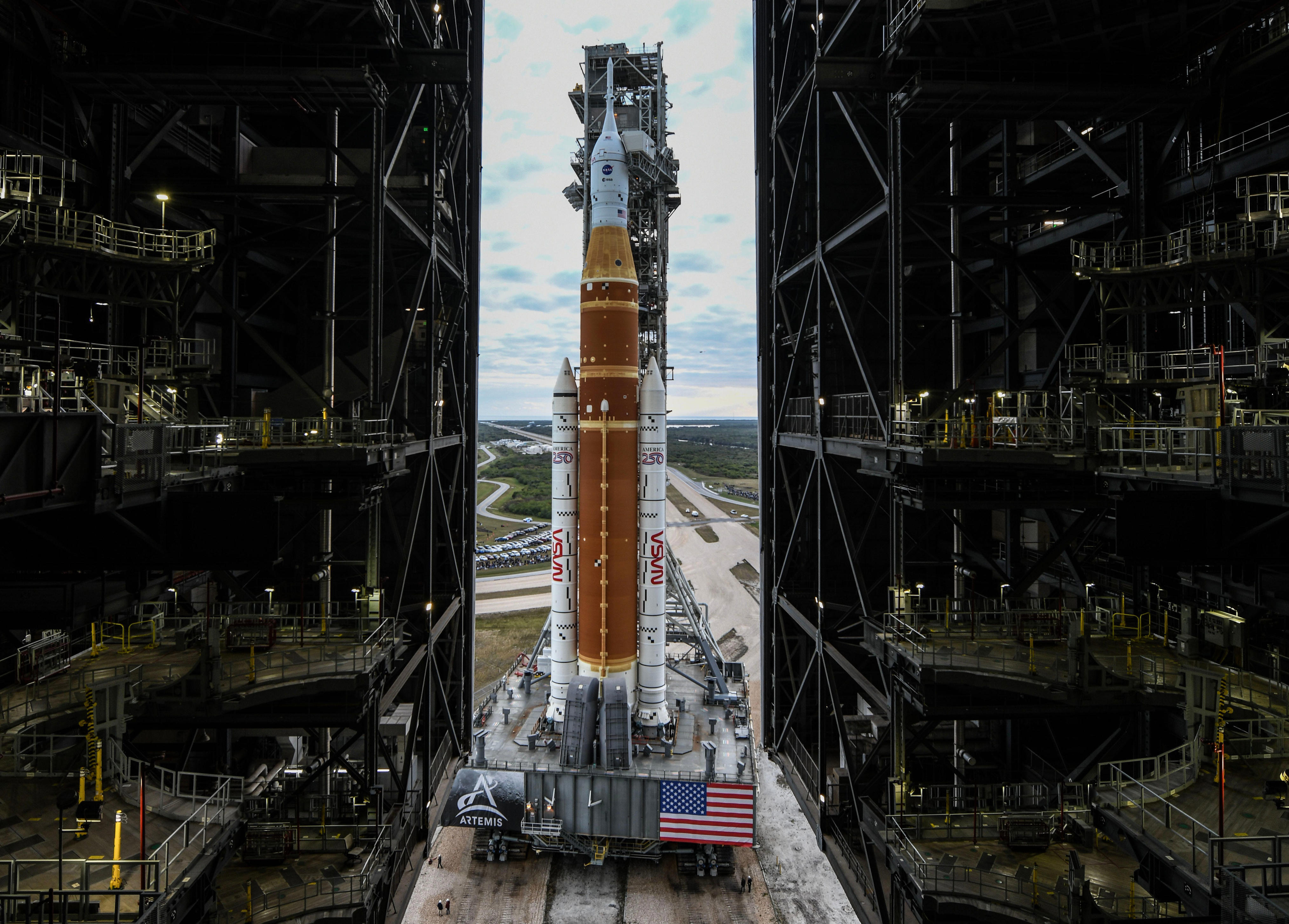 NASA rolls out massive rocket for Artemis moon mission. See photos