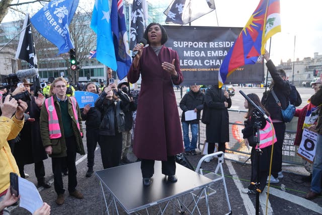 Kemi Badenoch joins protesters calling for government to stop China ...