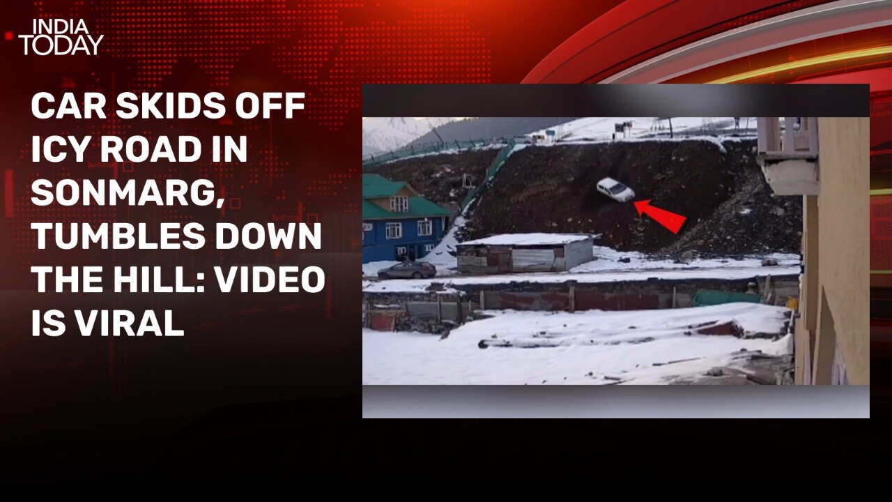 Watch: Car skids off road, plunges downhill in Sonmarg; driver has ...