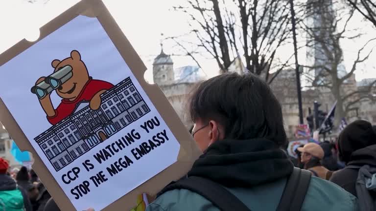 Protests in London over China's plan for mega embassy
