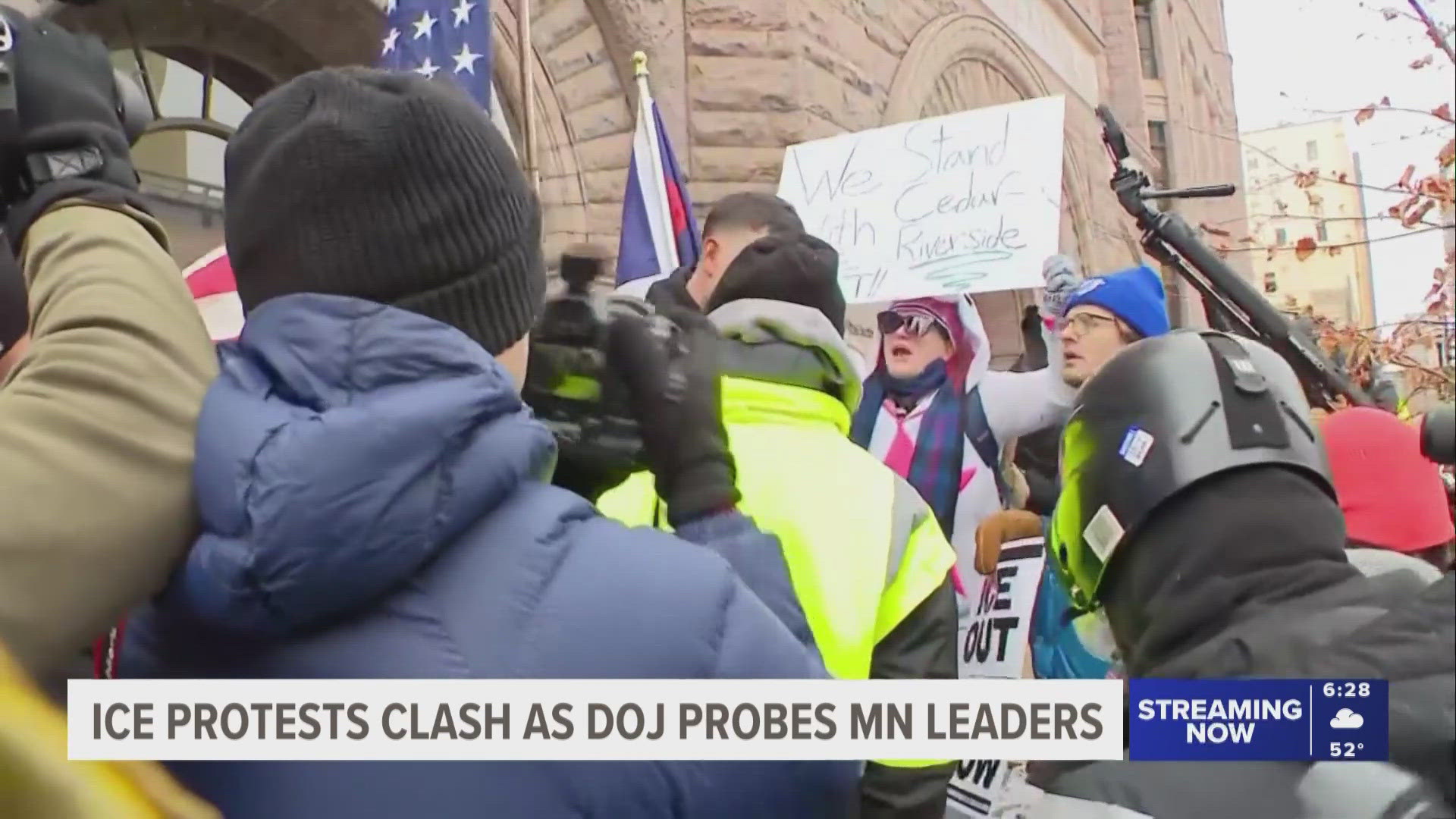 ICE protests clash as DOJ probes Minnesota leaders