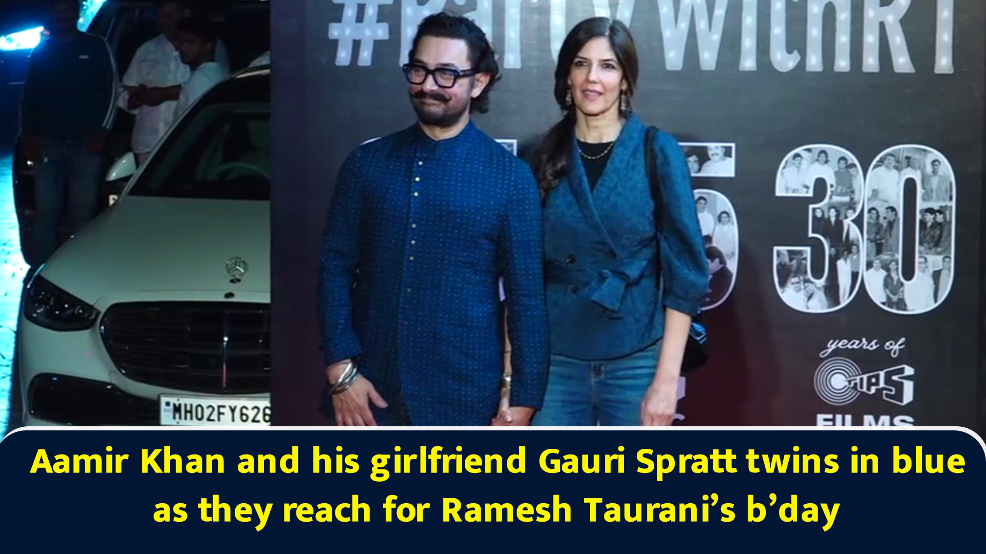 Aamir Khan and his girlfriend Gauri Spratt twins in blue as they reach ...