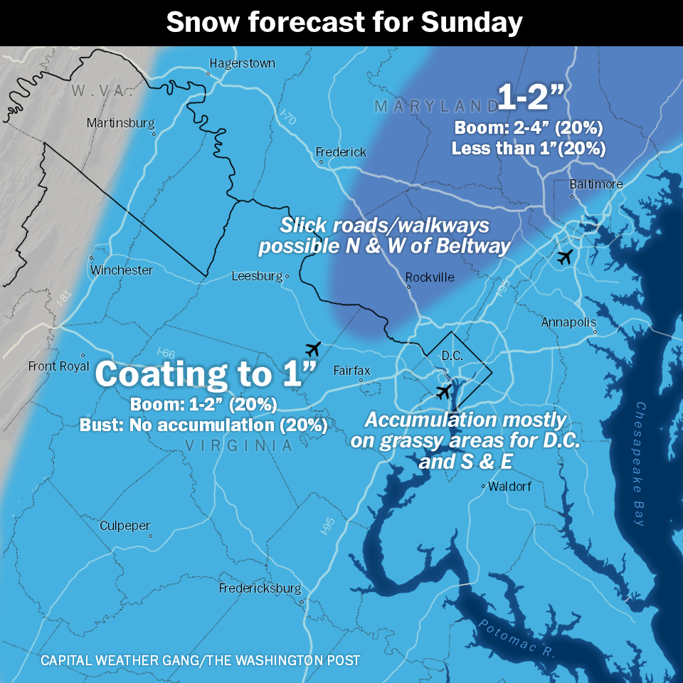 CWG live: Snow and rain this morning; extreme cold arrives Monday night