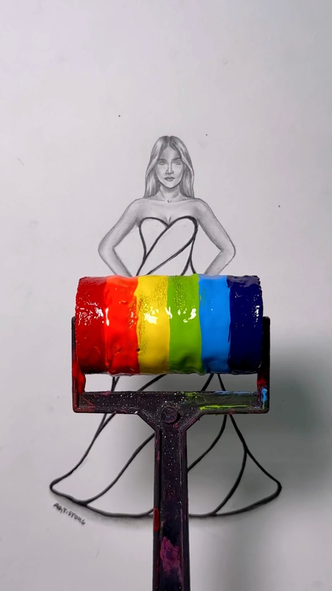 Zo maak je een regenboogjurk met een verfroller