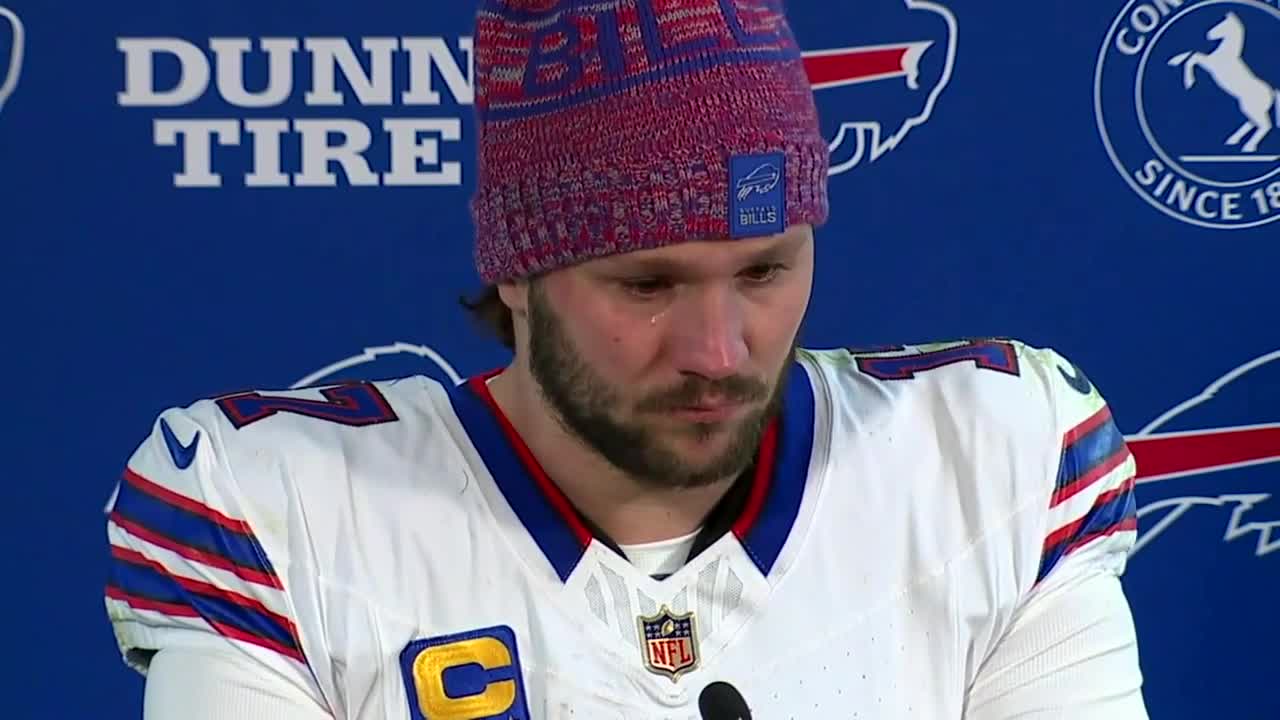 Buffalo Bills QB Josh Allen wipes away tears and takes blame after ...