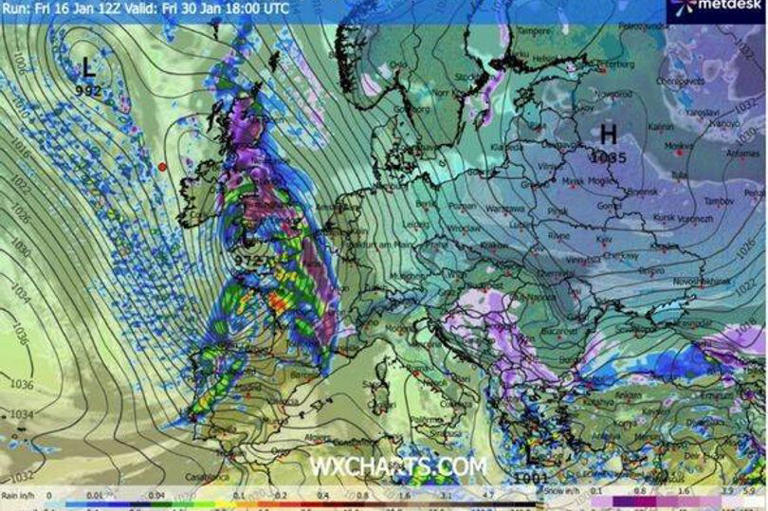 UK weather map shows 656-mile wall of snow to hit Britain before end of ...