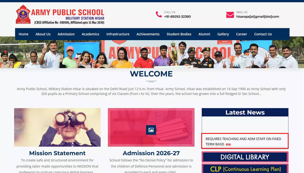 APS Hisar recruitment 2026 notification released for teaching and non ...