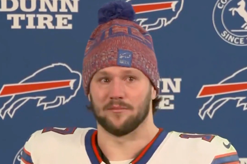 Devastated Josh Allen wipes away tears as he assigns blame for crushing ...