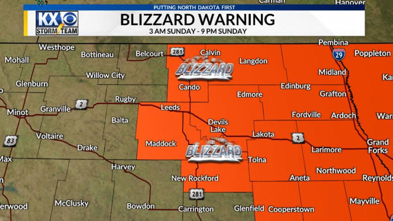 Blizzard warning in eastern ND with blizzard-like conditions expected ...