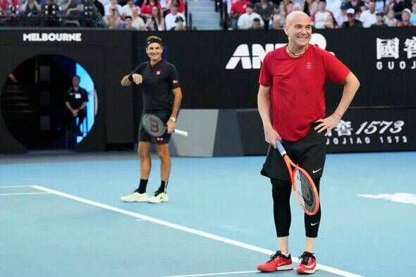 Andre Agassi walks off court after Australian Open exhibition takes twist