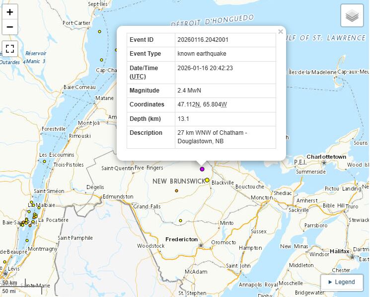 2.5 magnitude earthquake catches some New Brunswickers off guard