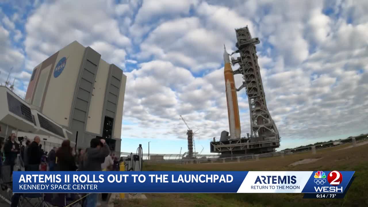 NASA rolls out Artemis II rocket and spacecraft at Kennedy Space Center