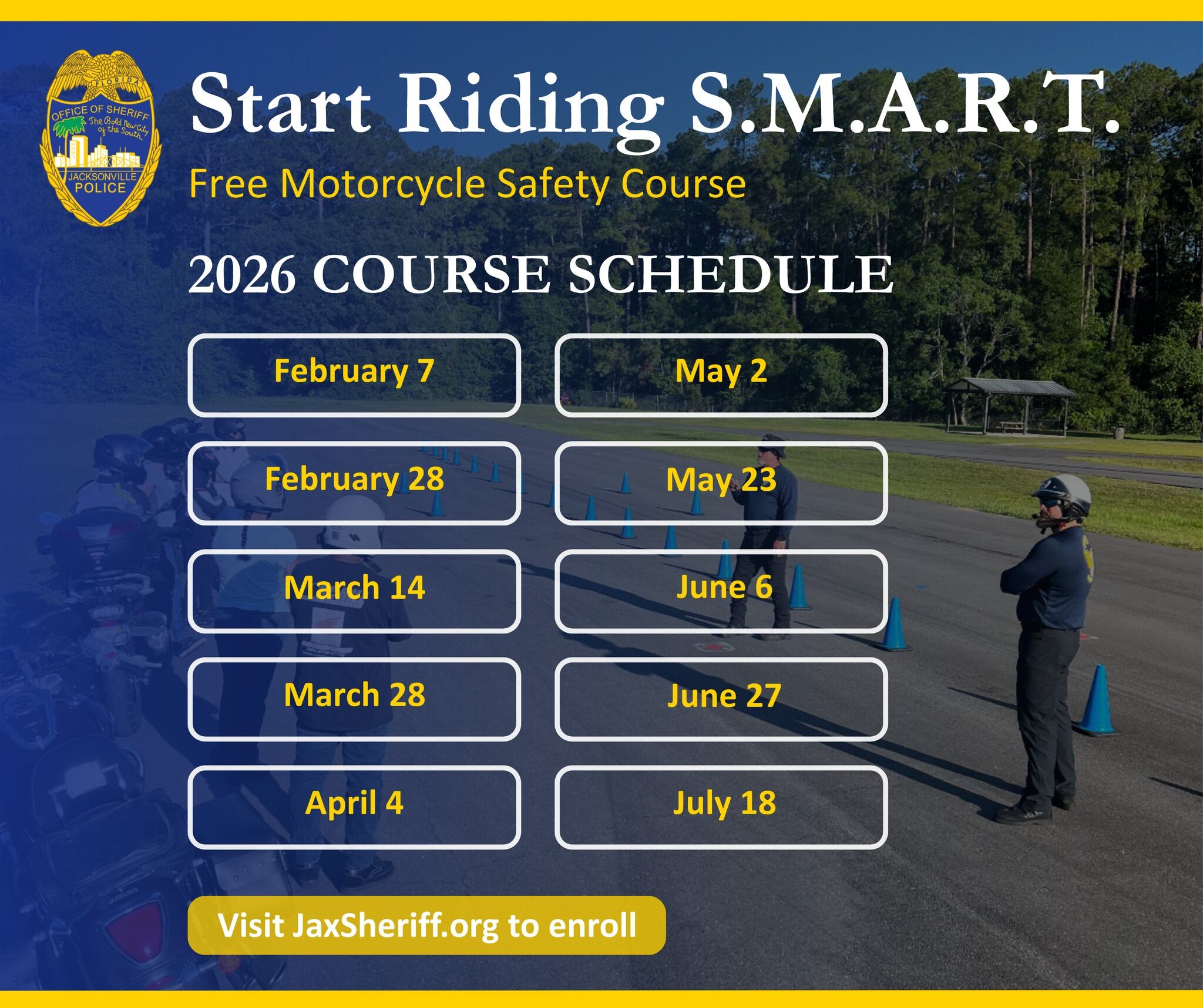 Jacksonville Sheriff’s Office to host free SMART motorcycle safety course