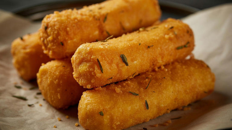 Get a better mozzarella stick cheese pull by switching up the breading