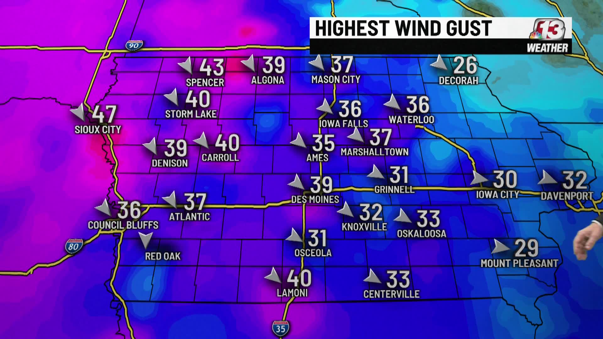 Jason Parkin's Saturday night forecast