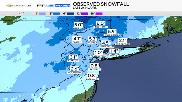 Weekend's 1st round of snow blankets NYC, Tri-State Area