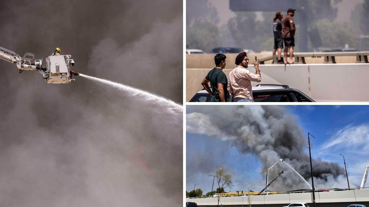 Firefighters battle massive industrial blaze